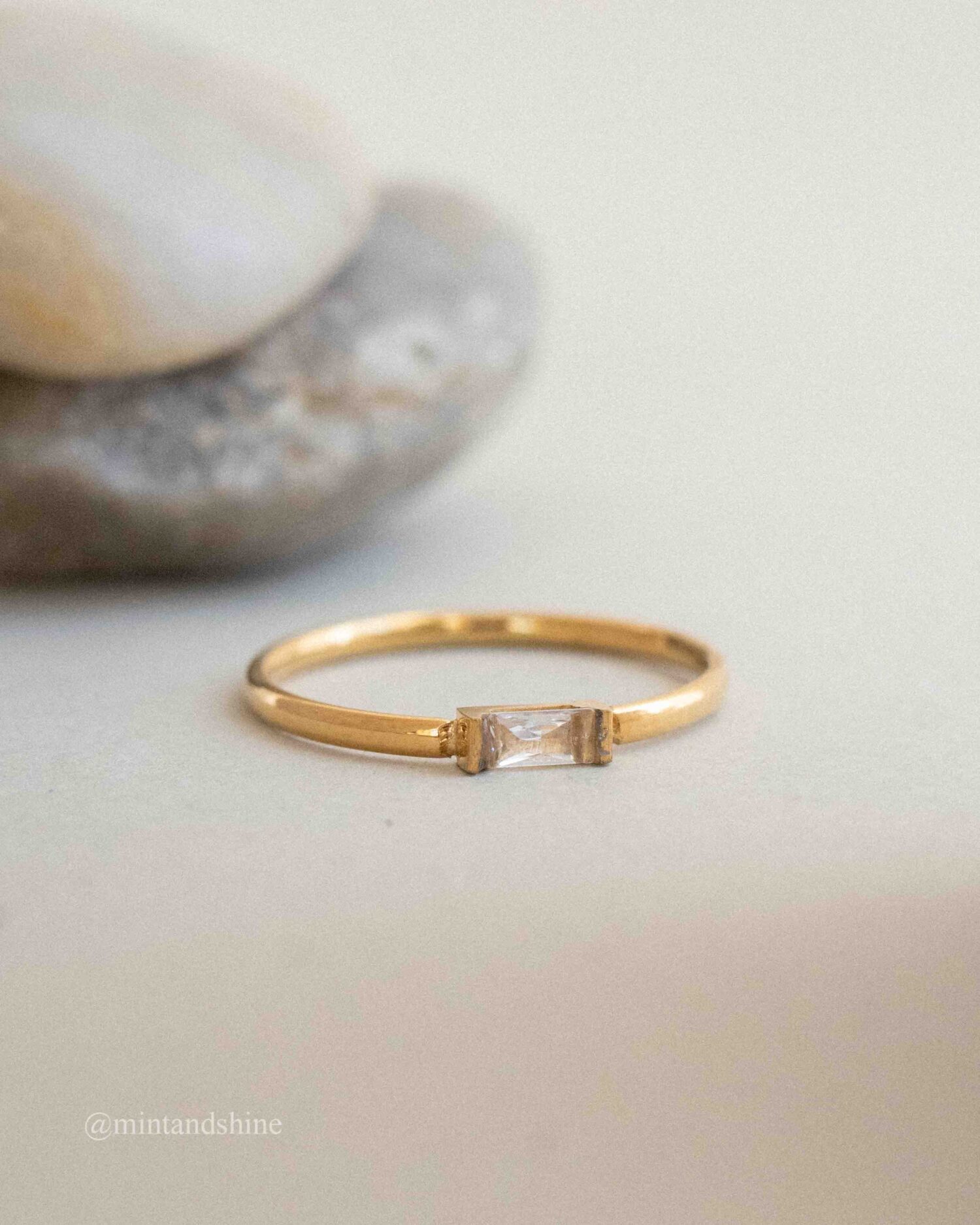 Rectangle Stone Ring – Mint & Shine